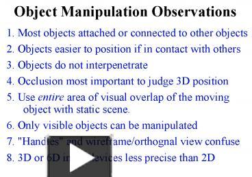 PPT – Object Manipulation Observations PowerPoint presentation | free ...