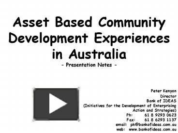 Asset Based Community Development Experiences in Australia presentation ...