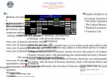 A Career In Forensic Chemistry presentation | free to view