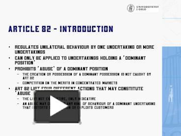PPT – Article 82 introduction PowerPoint presentation | free to view ...