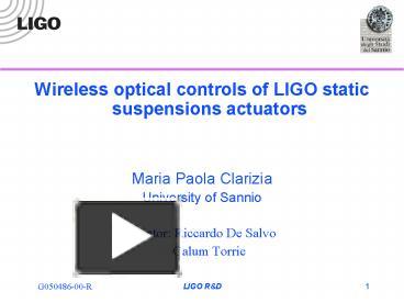 Wireless optical controls of LIGO static suspensions actuators ...