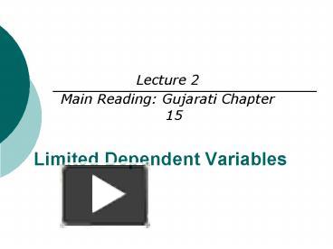 Limited Dependent Variables presentation | free to view