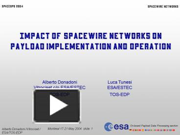 PPT – Impact of SpaceWire networks on payload implementation and ...