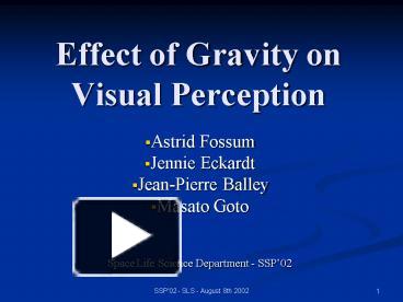PPT – Effect of Gravity on Visual Perception PowerPoint presentation ...