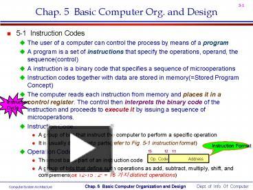 PPT – Chap. 5 Basic Computer Org. and Design PowerPoint presentation ...