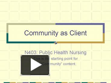 Community as Client presentation | free to view