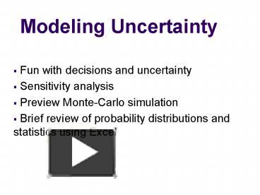 PPT – Modeling Uncertainty PowerPoint presentation | free to view - id ...