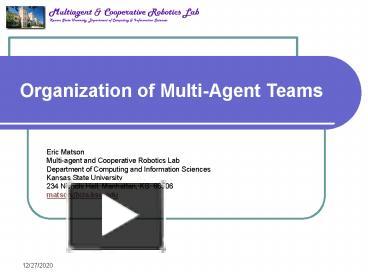 Organization of Multi-Agent Teams presentation | free to download