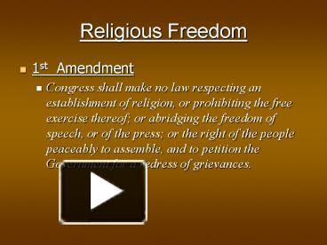 Religious Freedom presentation | free to view