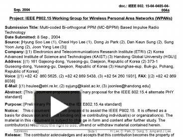 PPT – Project: IEEE P802.15 Working Group for Wireless Personal Area ...