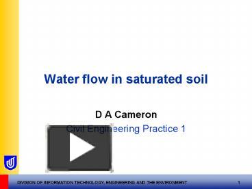PPT – Water flow in saturated soil PowerPoint presentation | free to ...