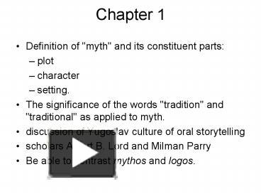 Definition of "myth" and its constituent parts: presentation | free to view