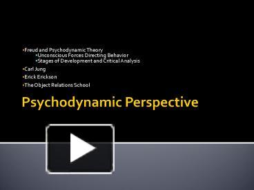 Psychodynamic Perspective presentation | free to view