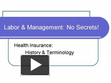 PPT – Labor PowerPoint presentation | free to view - id: 11673-NDY3Z