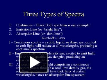 Three Types of Spectra presentation | free to view