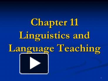Linguistics and Language Teaching presentation | free to view