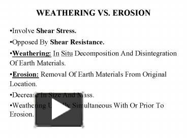 WEATHERING VS. EROSION presentation | free to view