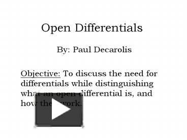 PPT – Open Differentials PowerPoint presentation | free to download ...
