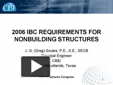 2006 IBC REQUIREMENTS FOR NONBUILDING STRUCTURES presentation | free to ...