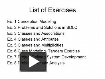 PPT – List of Exercises PowerPoint presentation | free to view - id ...
