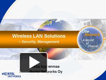 PPT – Wireless LAN Solutions - Security, Management PowerPoint ...