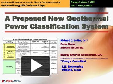 PPT – A Proposed New Geothermal Power Classification System PowerPoint ...