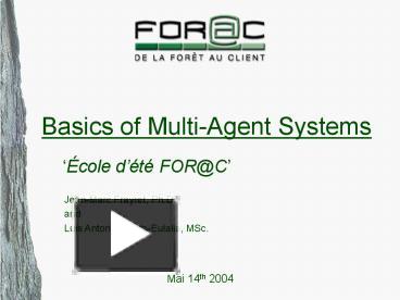 PPT – Basics of MultiAgent Systems PowerPoint presentation | free to ...