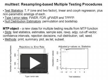 multtest: Resamplingbased Multiple Testing Procedures presentation ...
