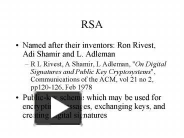 RSA presentation | free to view