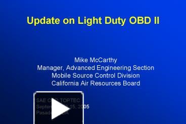 PPT – Update on Light Duty OBD II PowerPoint presentation | free to ...
