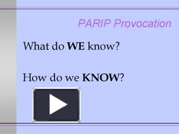 PARIP Provocation presentation | free to download