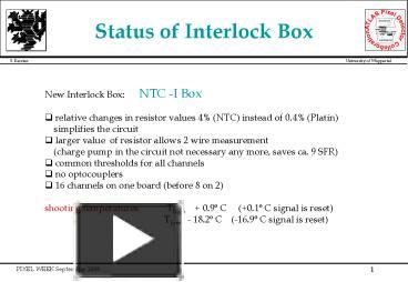 Status of Interlock Box presentation | free to download