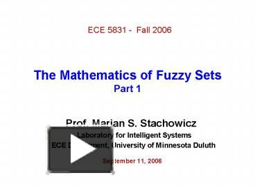 PPT – The Mathematics of Fuzzy Sets Part 1 PowerPoint presentation ...