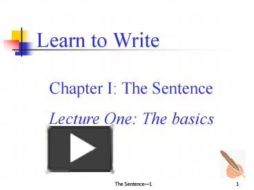 PPT – Chapter I: The Sentence PowerPoint presentation | free to view ...
