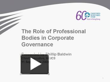 The Role of Professional Bodies in Corporate Governance presentation ...