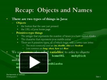 PPT – Recap: Objects and Names PowerPoint presentation | free to view ...