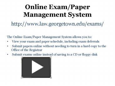Online ExamPaper Management System presentation | free to view
