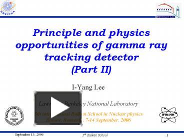 PPT – Principle and physics opportunities of gamma ray tracking ...