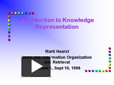 Introduction to Knowledge Representation presentation | free to download