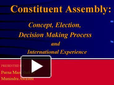 Constituent Assembly: presentation | free to view