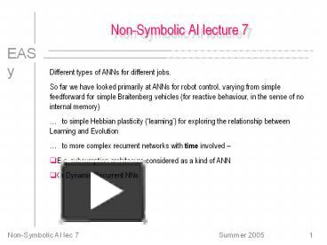 Non-Symbolic AI lecture 7 presentation | free to download
