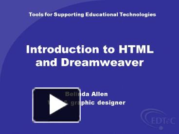 PPT – Introduction to HTML and Dreamweaver PowerPoint presentation ...