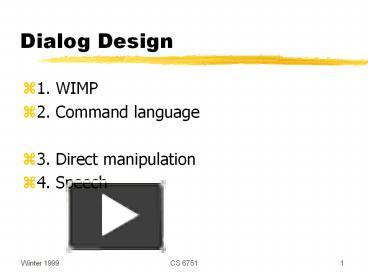 Dialog Design presentation | free to view