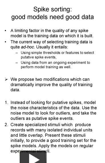 Spike sorting: good models need good data presentation | free to view