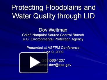 Protecting Floodplains and Water Quality through LID presentation ...