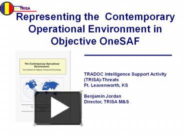 Representing the Contemporary Operational Environment in Objective ...