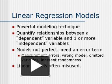 PPT – Linear Regression Models PowerPoint presentation | free to view ...