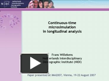 PPT – Continuoustime microsimulation in longitudinal analysis ...
