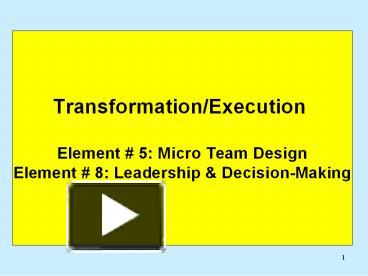 PPT – Transformation Execution PowerPoint presentation | free to view ...
