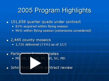 PPT – 2005 Program Highlights PowerPoint presentation | free to ...
